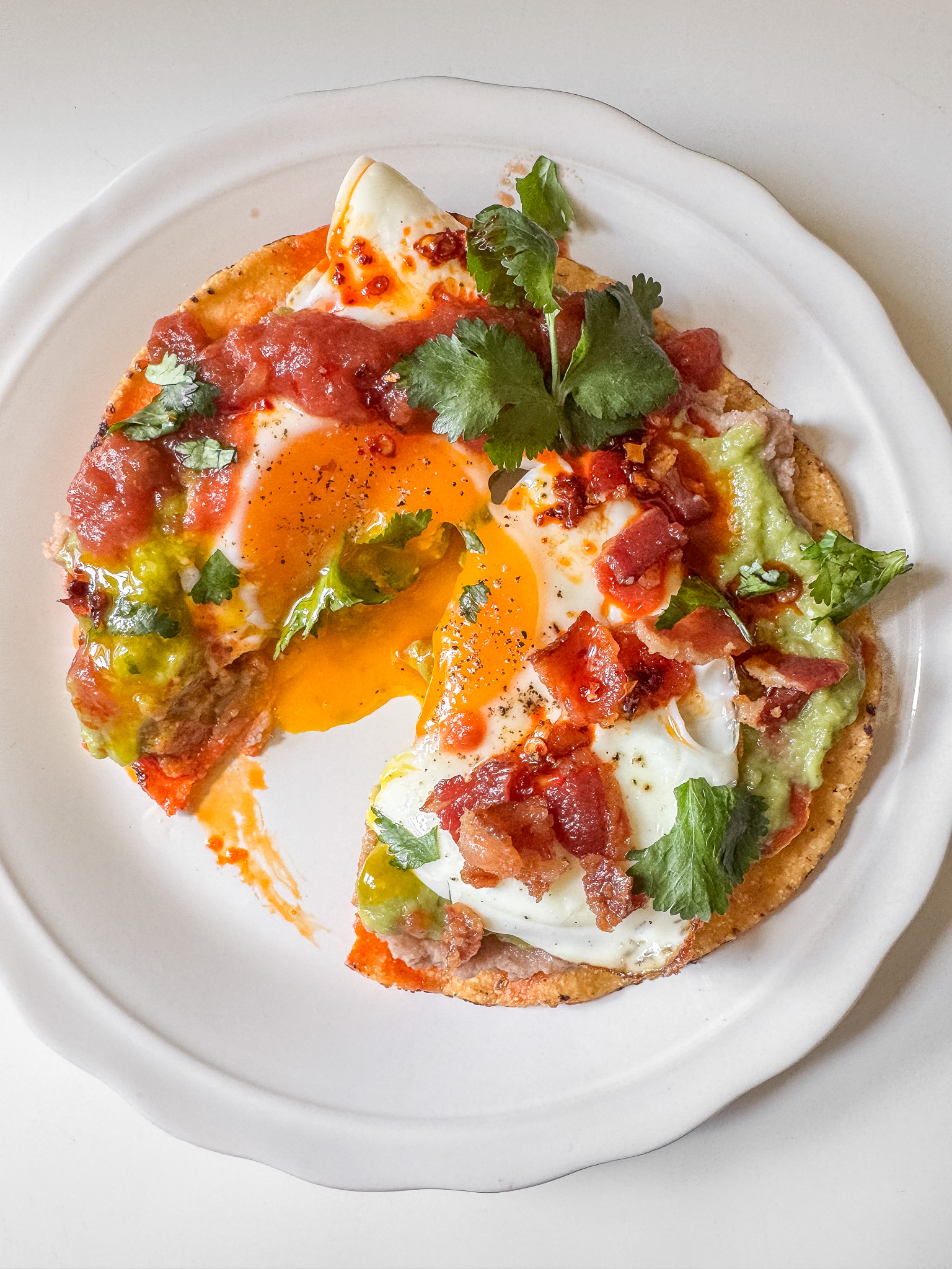 Easy Breakfast Tostadas with Eggs & Refried Beans - Adrian Barnes Site